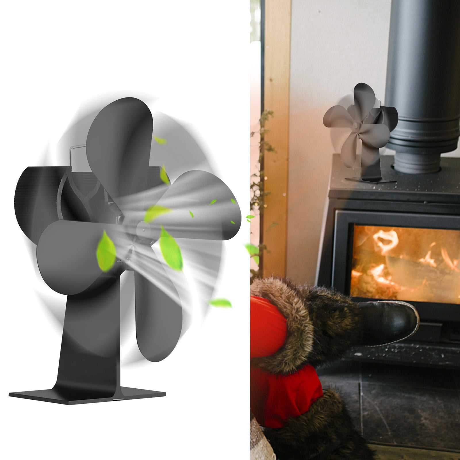 Black(^0^)Friday, Heat Powered Stove Fan for Wood, Fast Start, 4-Blade ...