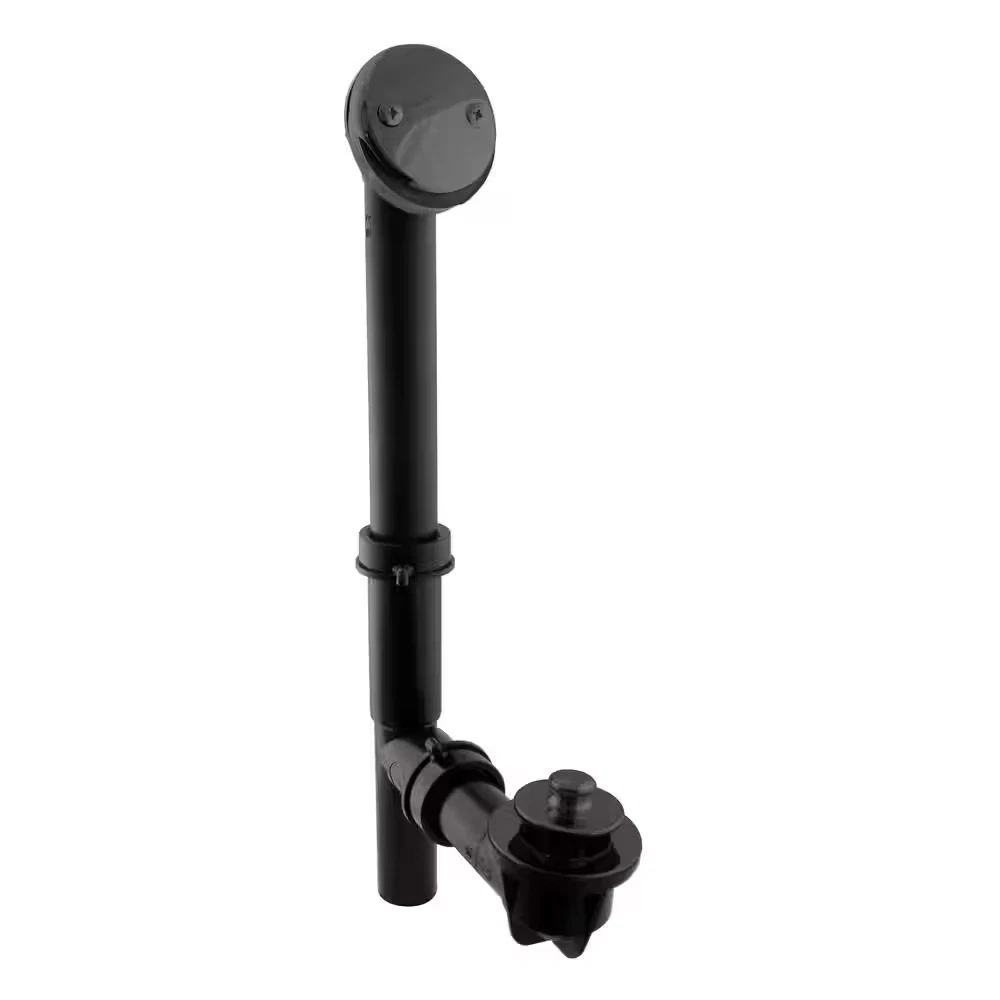 Black 1-1/2 In. Tubular Pull and Drain Bath Waste Drain Kit with 2-Hole ...