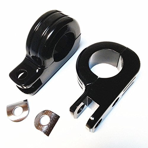 Black 1 1/4" Engine Guard Footpeg P Clamps Cruiser Chopper Bobber Cafe ...