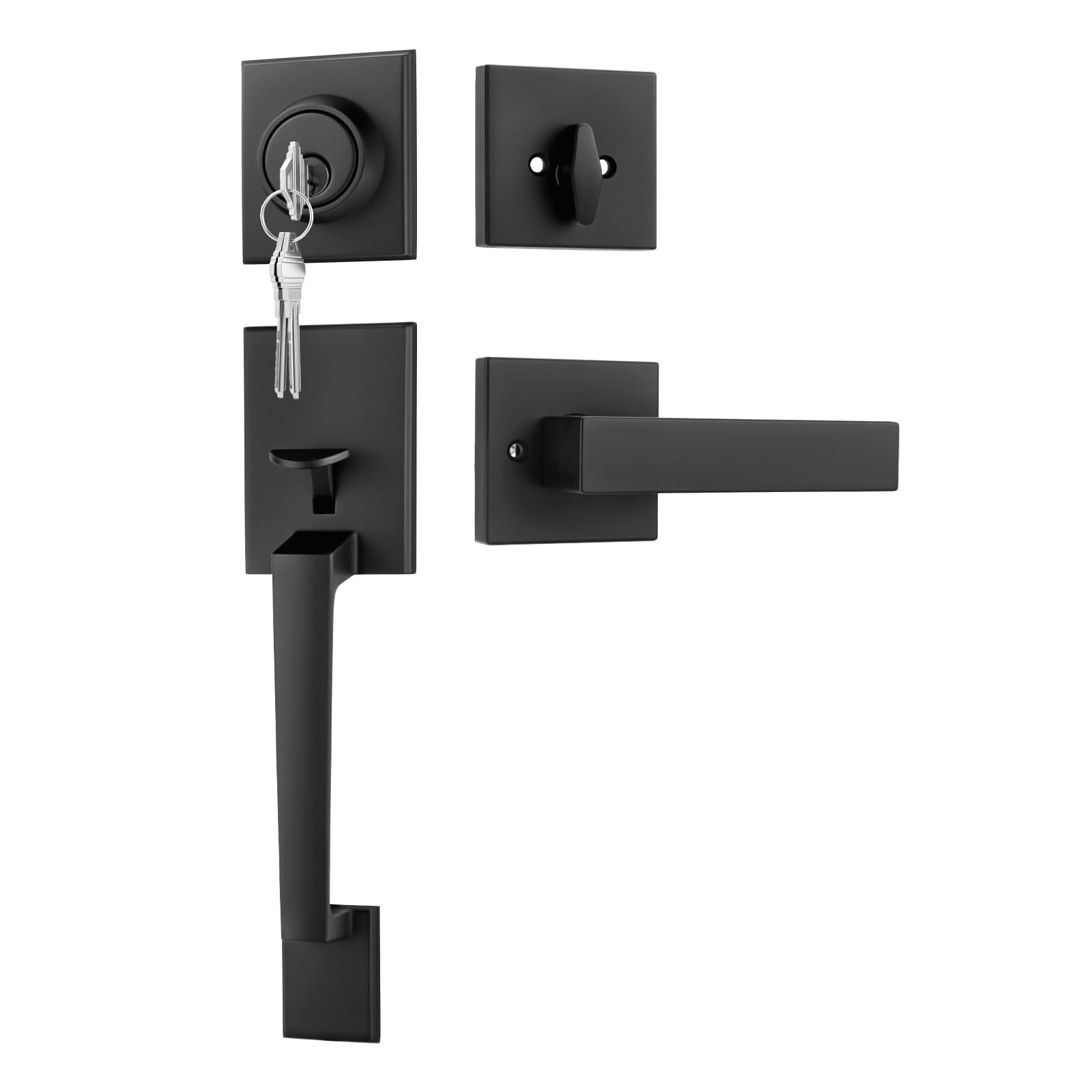 Black 1 Deadbolt Set Front Door Handle Entry Hardware - Walmart.com