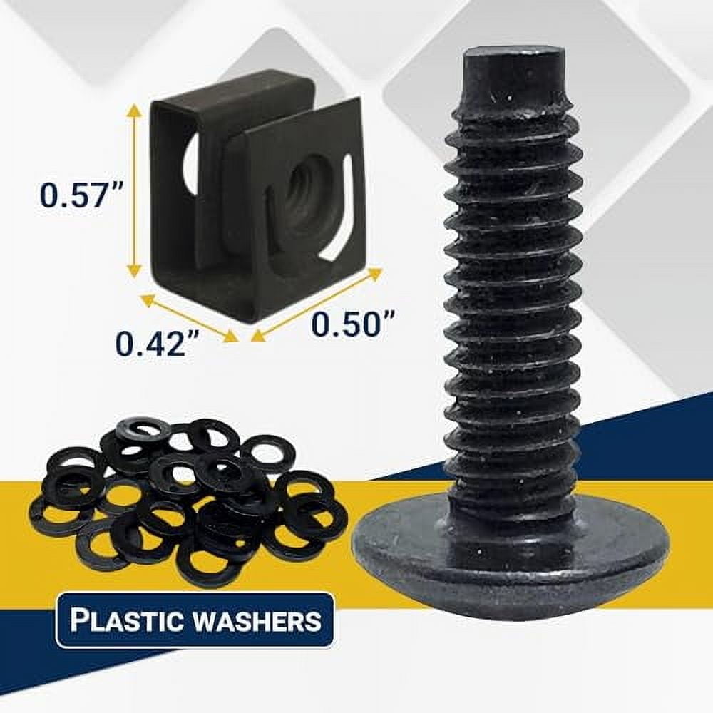 ® Black 10-32 Slide-on Cage Nut & Screws w/Washers 25-Pack - USA Made ...