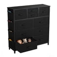 Black 10-Drawer Fabric Dresser with Side Pockets & Hooks, Metal Frame ...