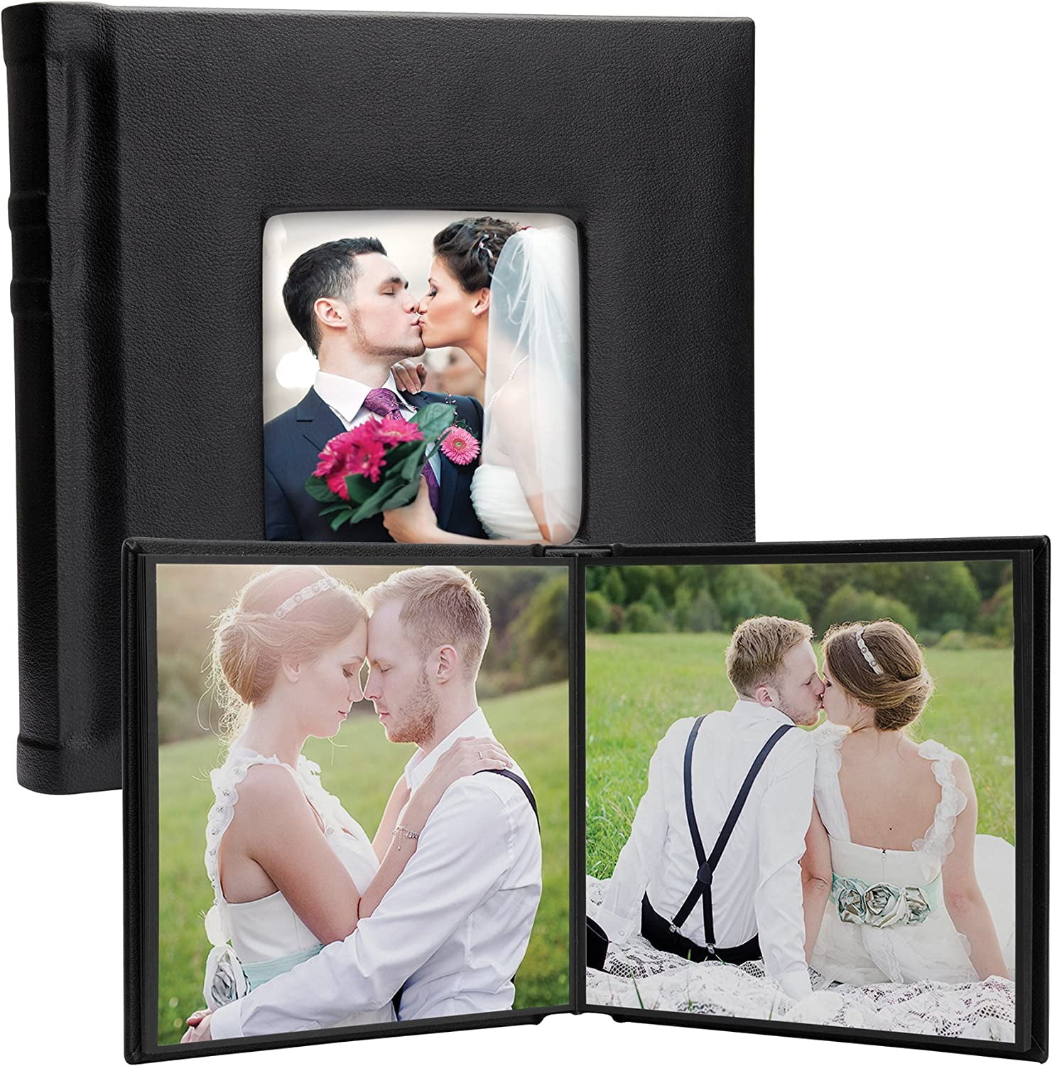 Black 10" x 10" Square Self-Stick Albums with Cameo Cover - Holds 20 ...