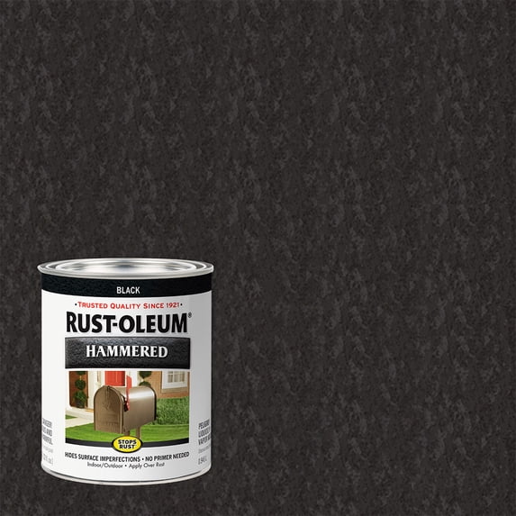 2 Pack, Black(100 VOC), Rust-Oleum Stops Rust Hammered Paint- Quart ...