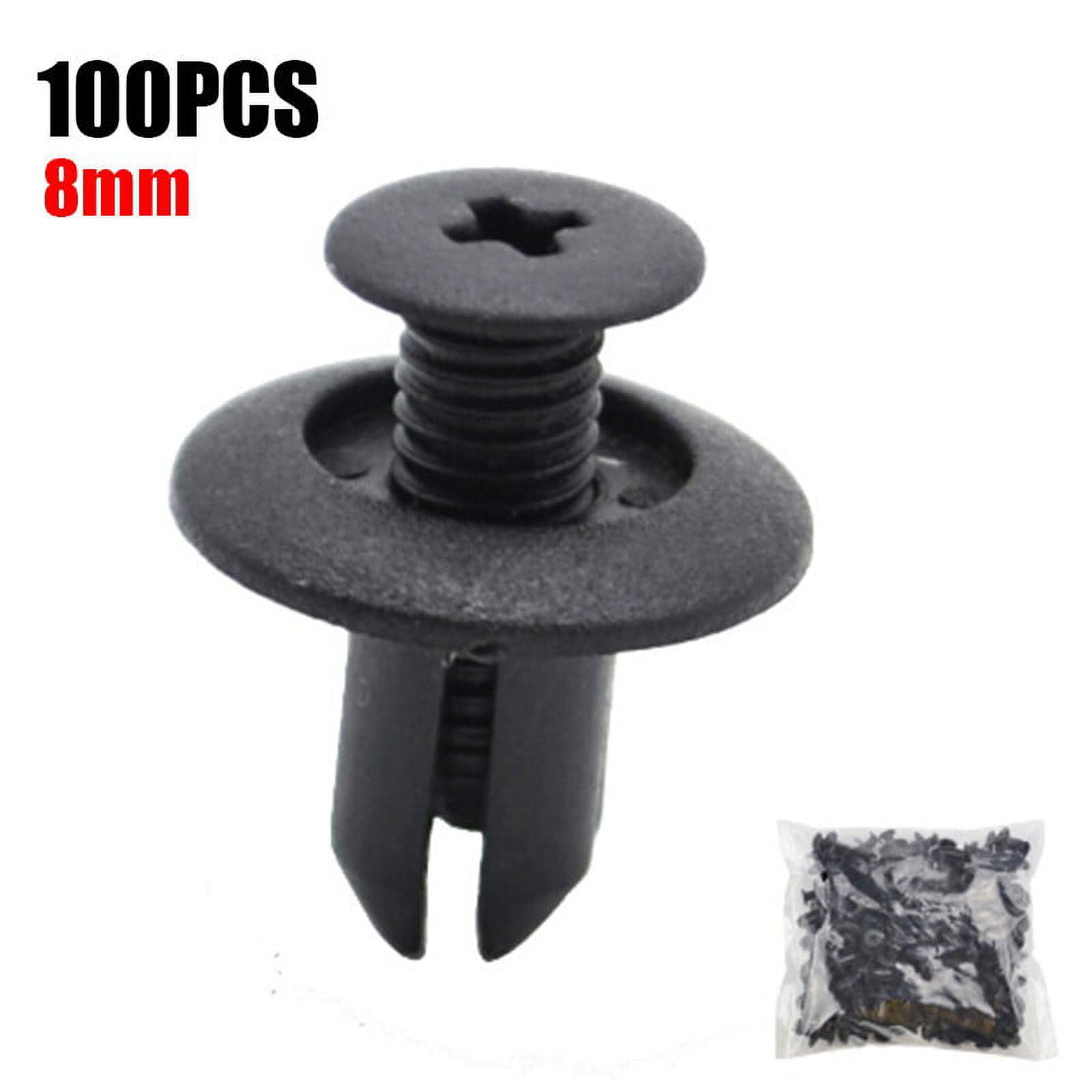 Black 100pcs 8mm Hole Door Rivet Plastic Fastener Clip Cars Lined Cover ...