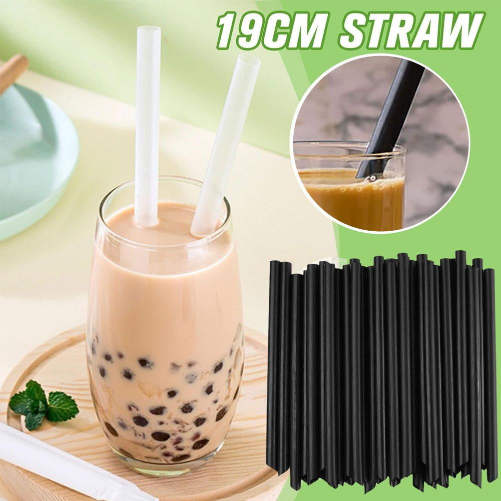 Black 100pcs Disposable Large Diameter Plastic Pearl Milk Tea Cup Straw ...