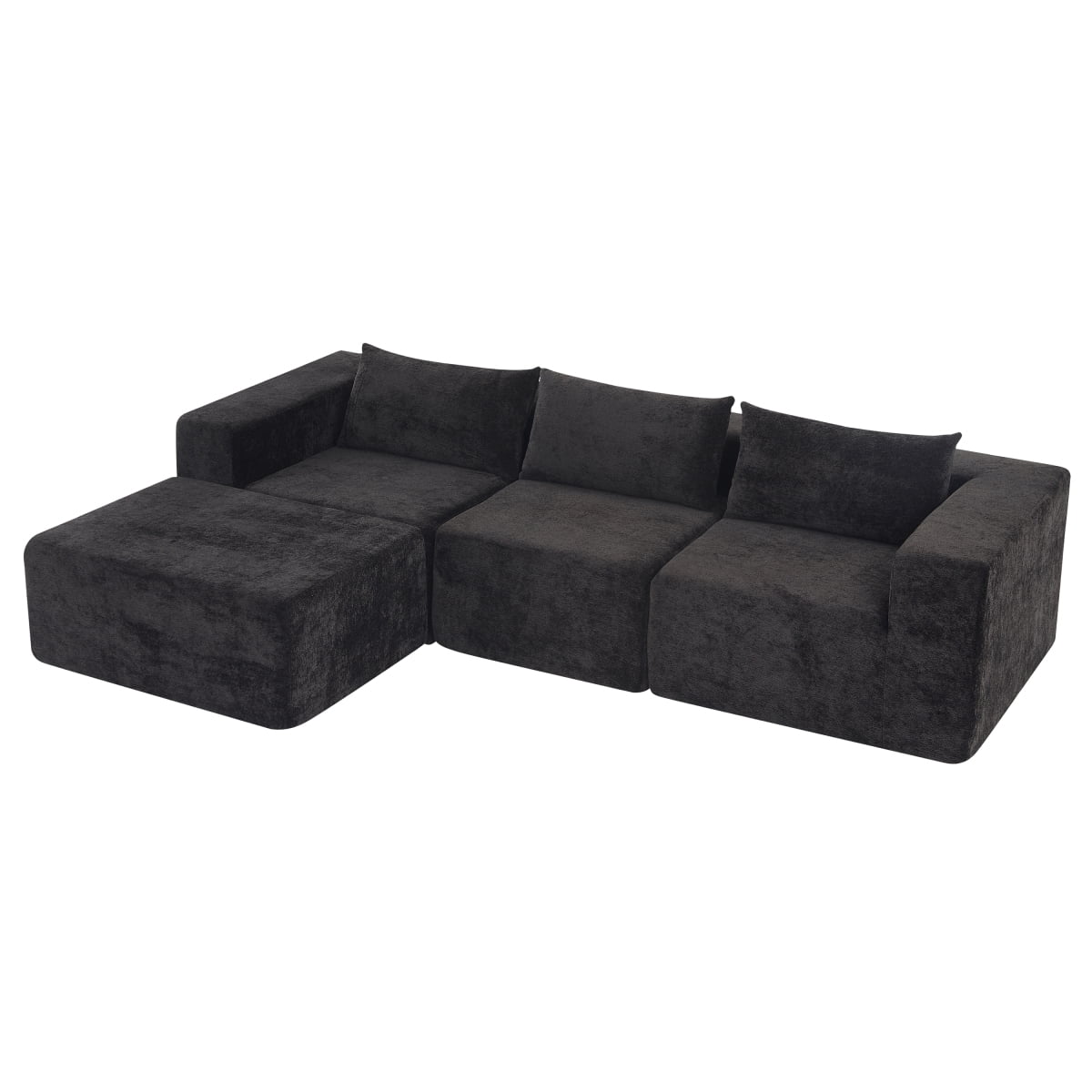 Black 107" Compressed Sectional Sofas Sofa sets for living room,sofa ...