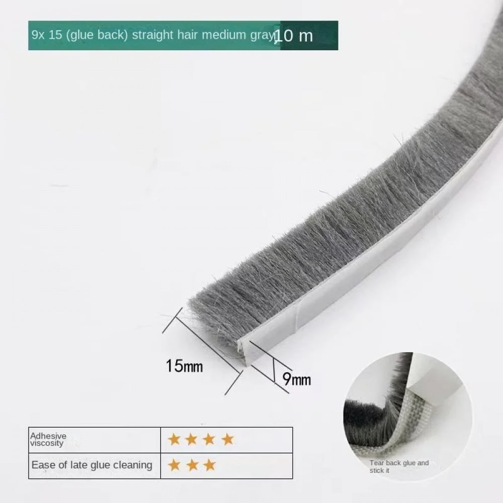 Black 10M Door Window Windproof Dust Sound Insulation Seal Strip Self ...