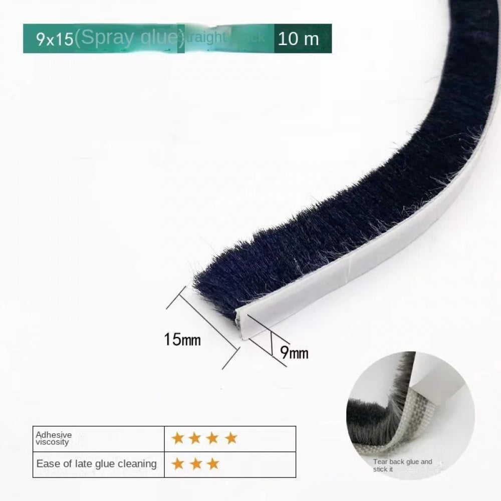 Black 10M Door Window Windproof Dust Sound Insulation Seal Strip Self ...