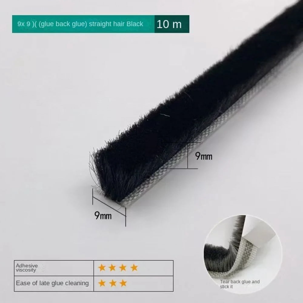 Black 10M Door Window Windproof Dust Sound Insulation Seal Strip Self ...