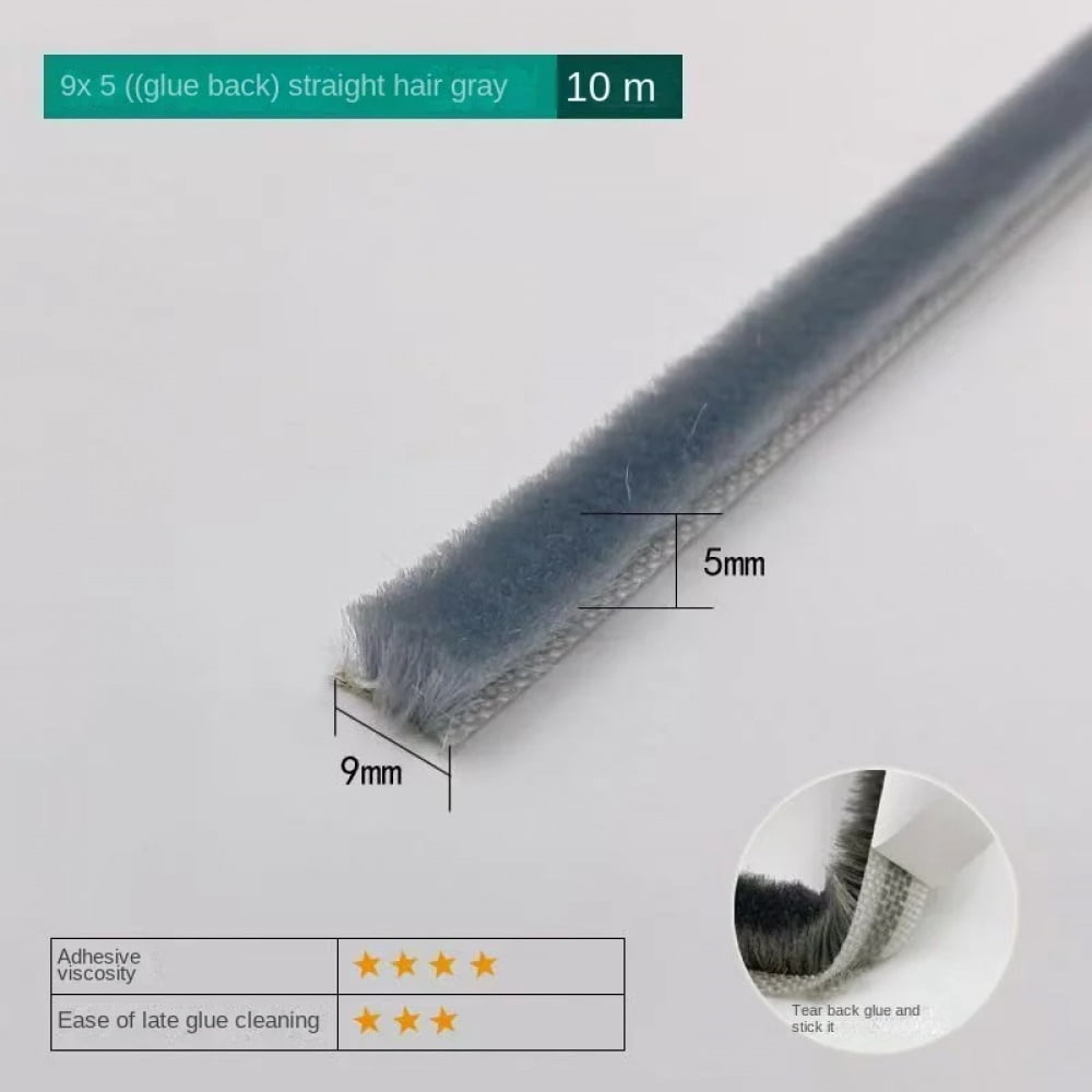 Black 10M Door Window Windproof Dust Sound Insulation Seal Strip Self ...
