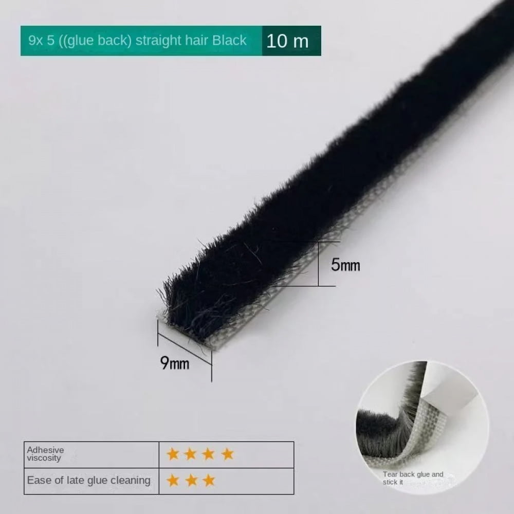 Black 10M Door Window Windproof Dust Sound Insulation Seal Strip Self ...