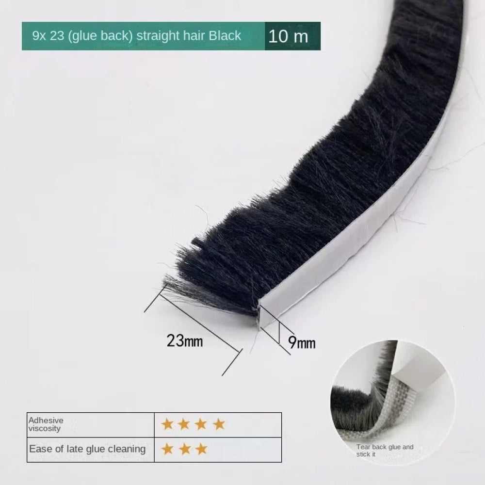 Black 10M Door Window Windproof Dust Sound Insulation Seal Strip Self ...