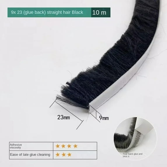 Black 10M Door Window Windproof Dust Sound Insulation Seal Strip Self ...