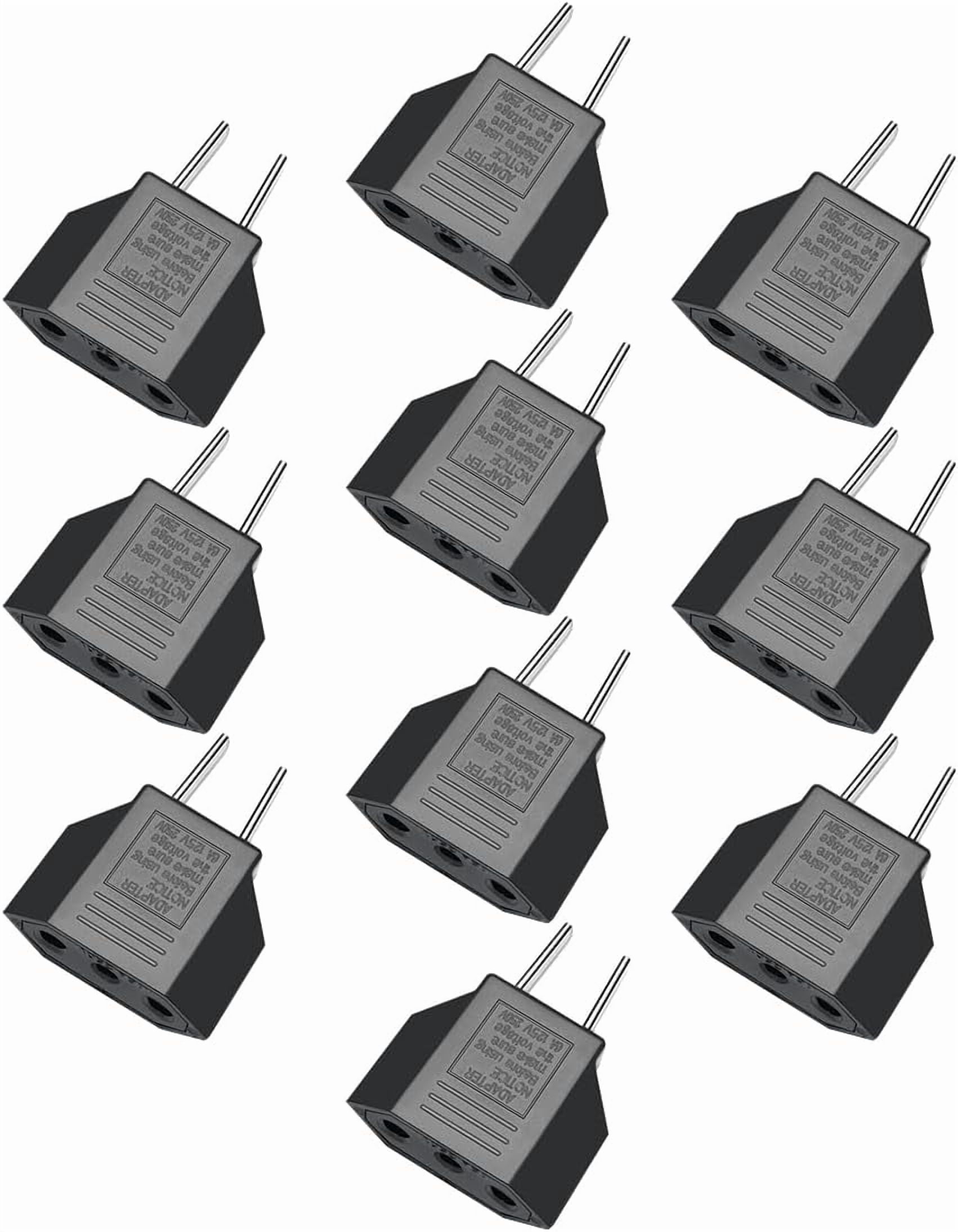 (Black-10pcs) Plug to EU Socket,EU to Travel Power Plug Adapter ...
