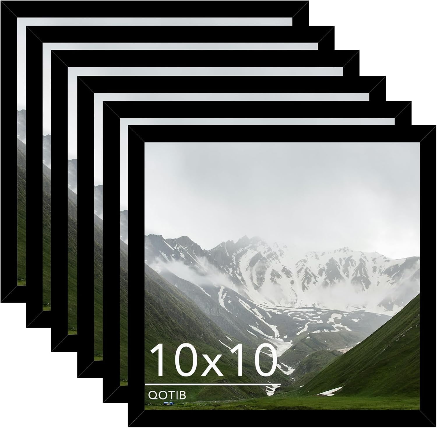 Black 10x10 Picture Frame for Wall Mounting, Set of 6 with Horizontal ...