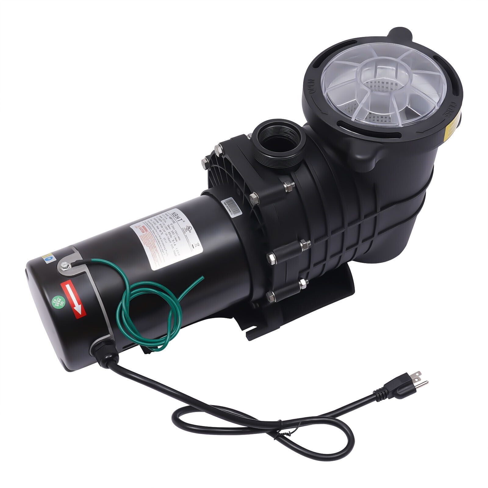 Black 110-120V 1.5HP Filter Pump 6000GPH Inground Swimming Pool Pump ...