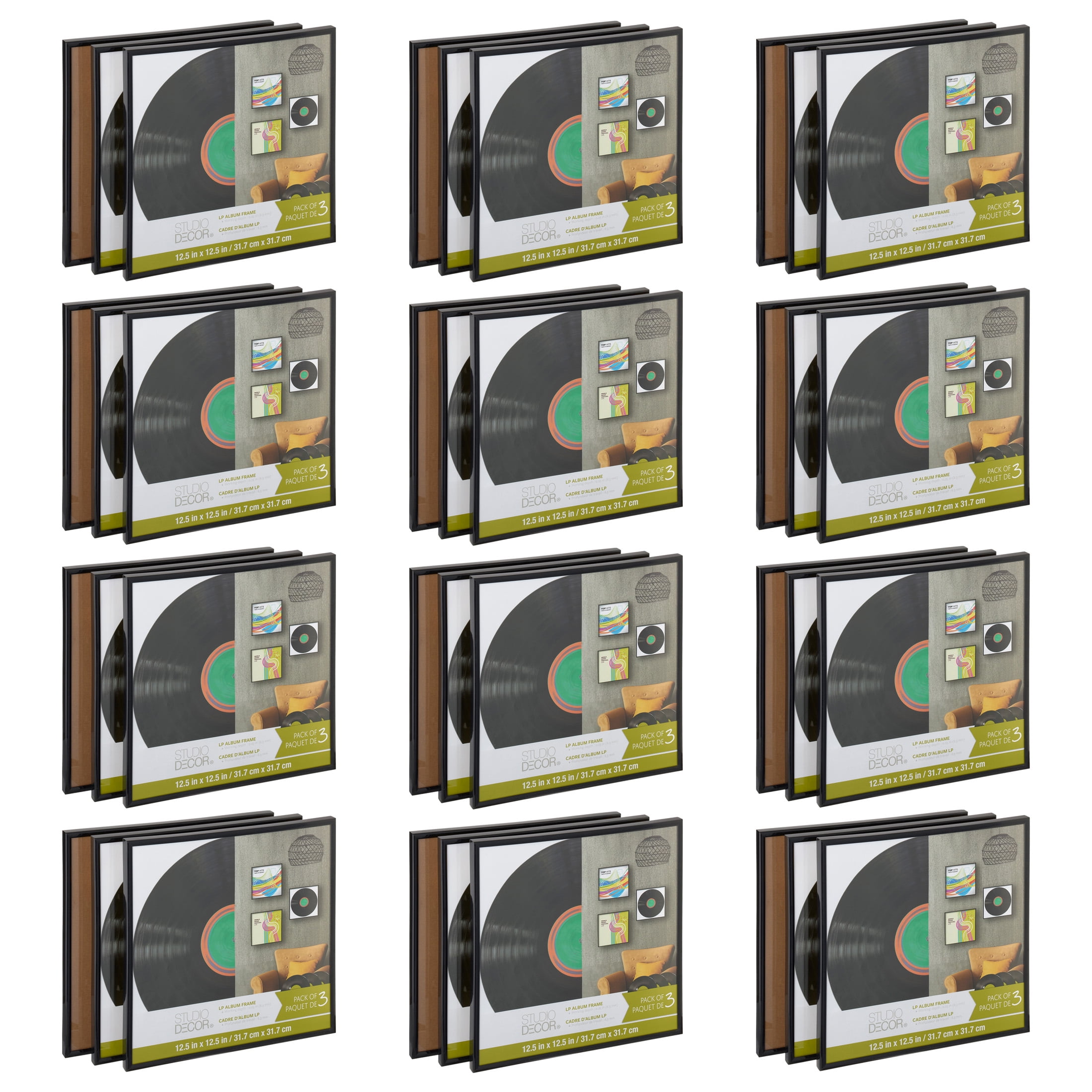 Studio Decor Black 12.5" x 12.5" LP Album Frames - Value Set of 36 ...