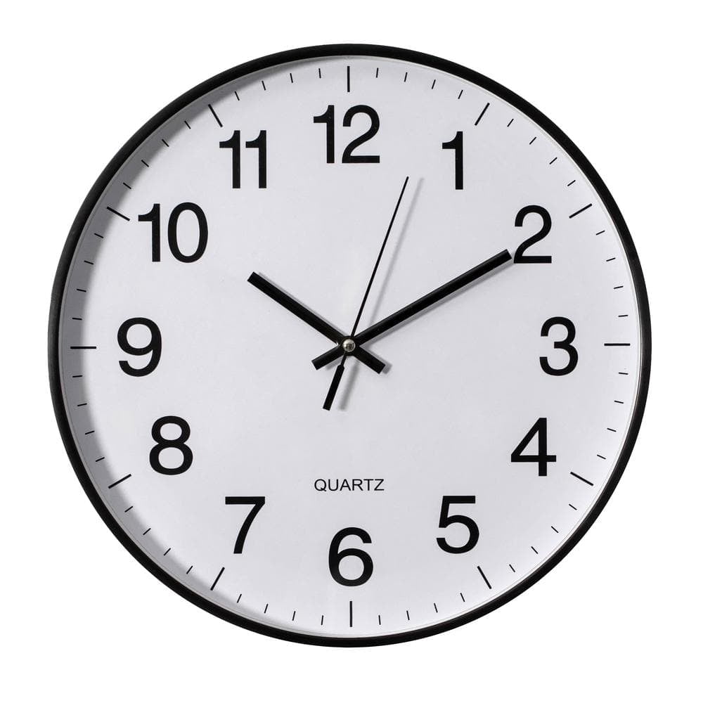 Black 12-In Analog Clock-Silent, Non-Ticking for Wall Battery-Operated ...