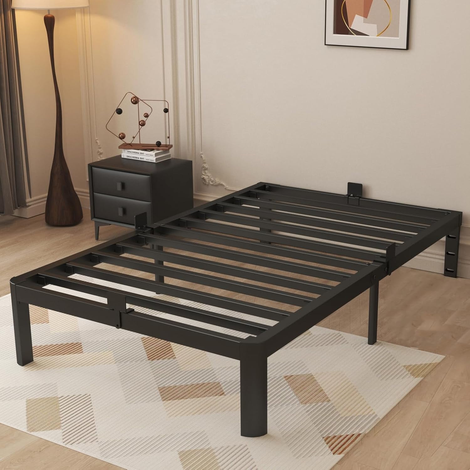 Black 12 Inch Bed Frames with Gaskets, Size Bed Frame No Box Spring ...