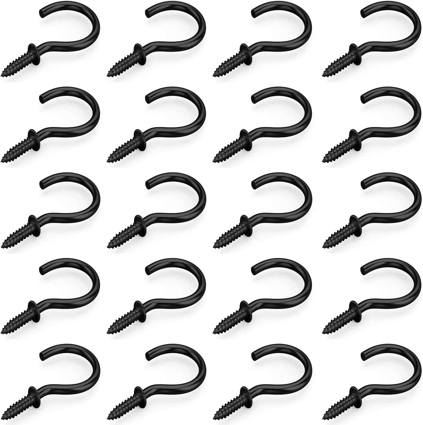 Black 120Pcs 1 Inch Metal Cup Hook Screw Hook Screw-in Ceiling Screw ...