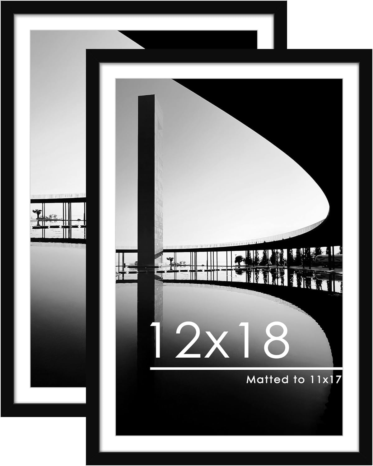 Black 12x18 Picture Frames with White Mat for 11x17 Photos - Walmart.com