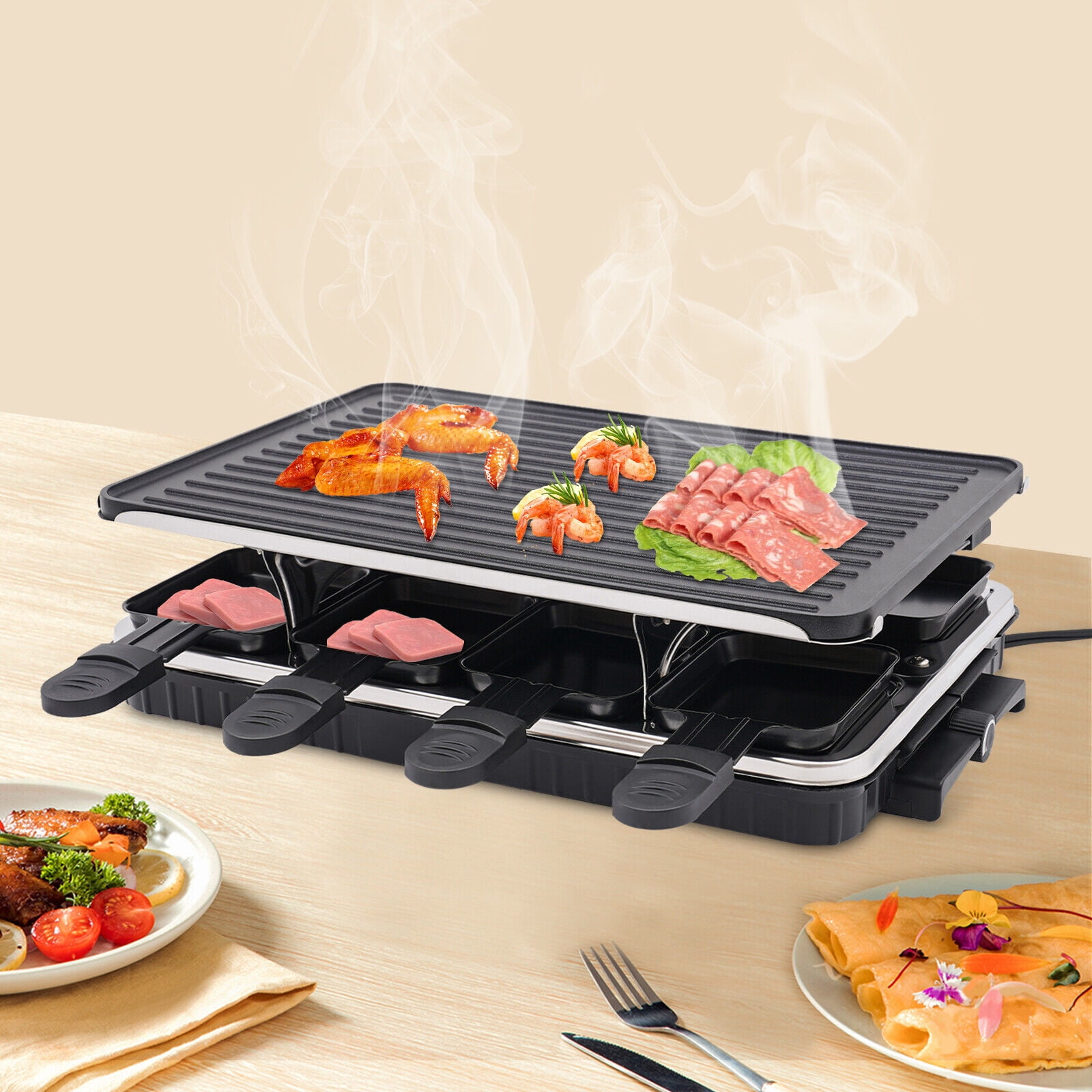 Black 1300W 120V Table Grill, Electric Grill, Electric Barbecue Grill ...