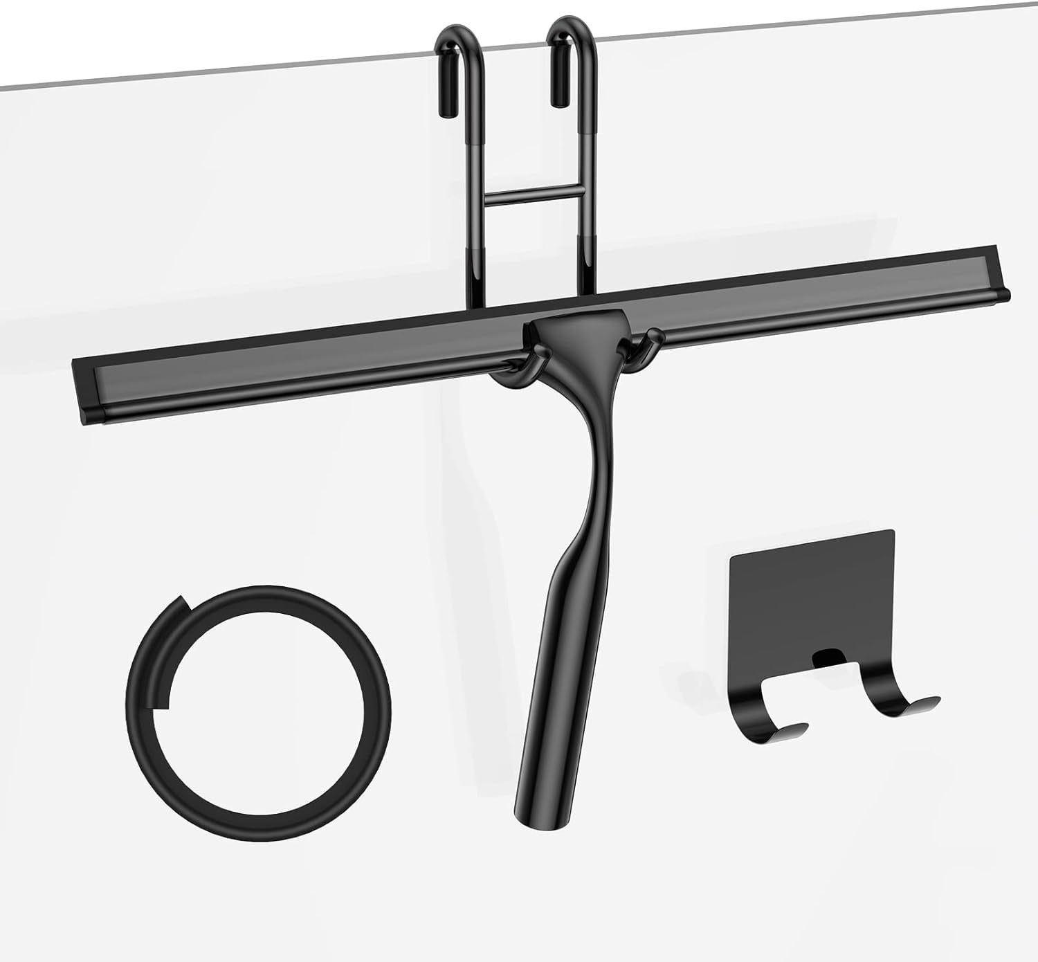 Black 14-Inches Stainless Steel Shower Squeegee Set, Include Shower ...
