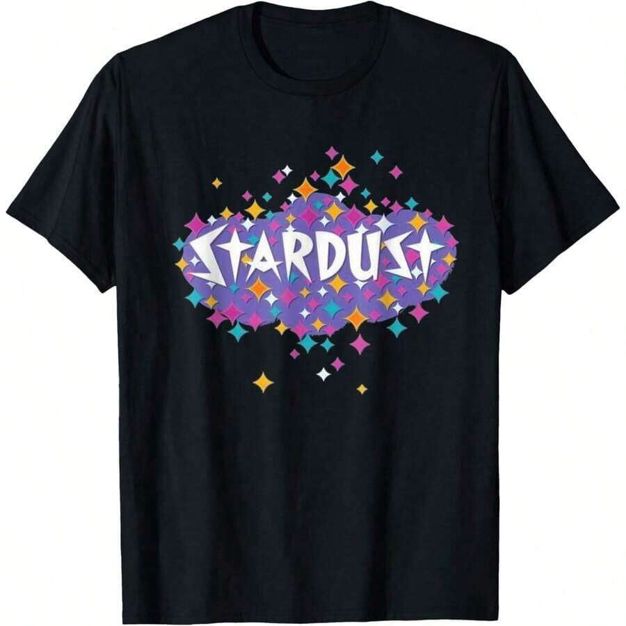 Black 16 Stardust Cosmic Graphic T-Shirt For Women - Vibrant Starburst ...
