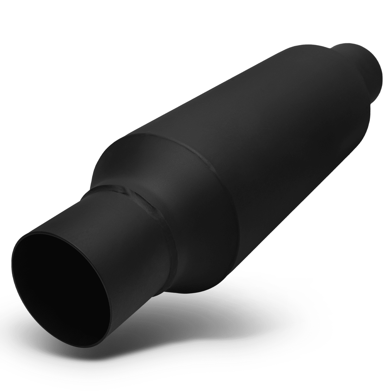 Black 16"Straight-Through Round Exhaust Muffler 3"Inlet/Outlet Tip w ...