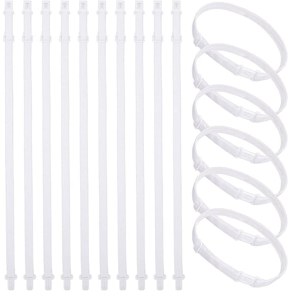 Black 16Pcs Adjustable Polyester Elastic Tie Extender Bands with ...