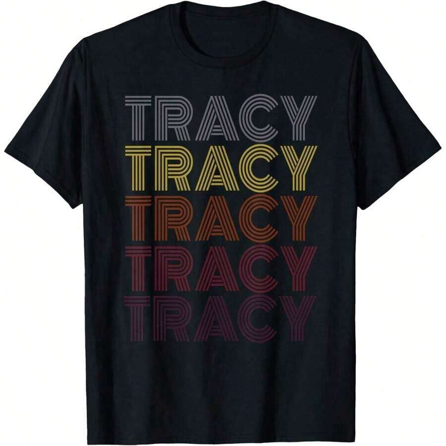 Black 17 Retro Layered Tracy Graphic T-Shirt For Women - Vintage ...