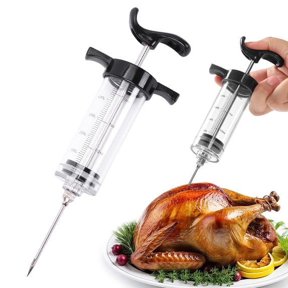 Black 1oz Meat Marinade Injector Kit – 2 Needles for BBQ, Grilling or ...