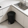 Black 2.6 Gallon Plastic Step Trash Can For Kitchen, Space-Saving Odor ...