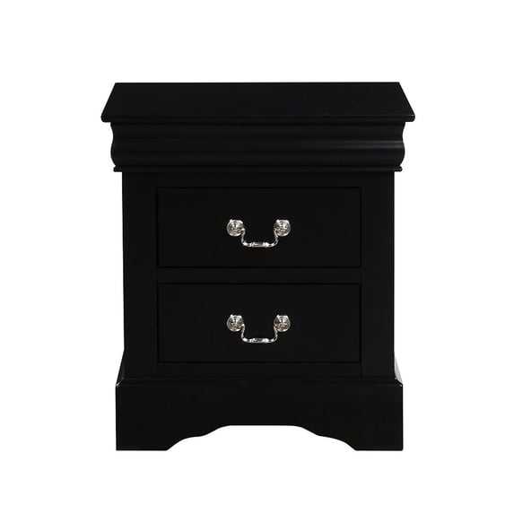Black 2 - Drawer Nightstand, Center Metal Glide Design / Bedroom ...