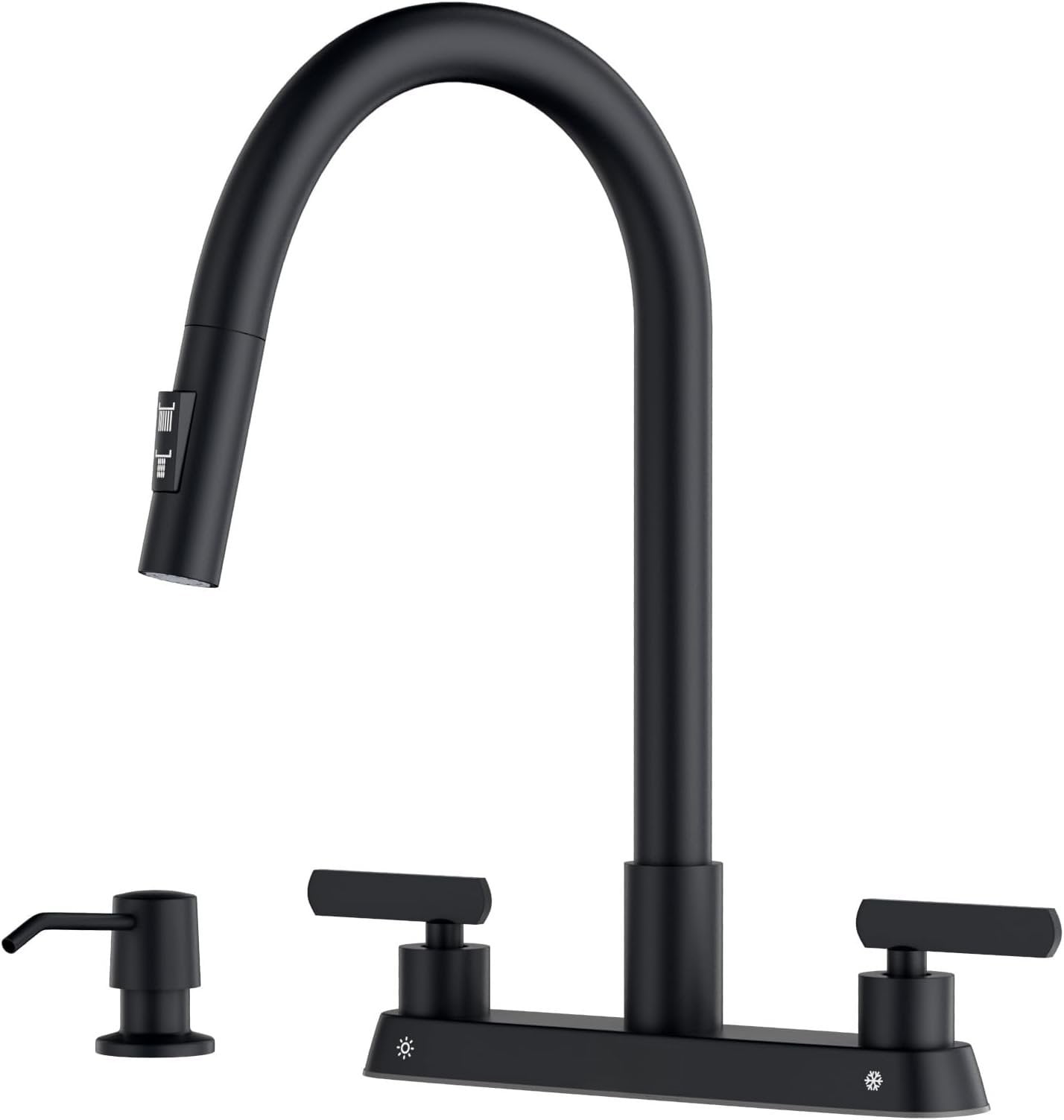 Black 2 Handle Kitchen Faucets, 4 Hole Kitchen Faucets with Sprayer ...