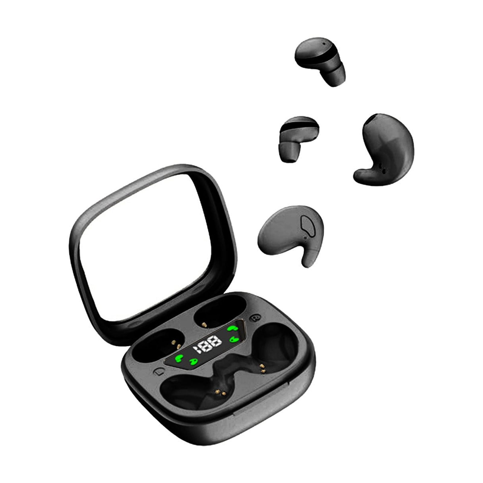 Black 2-In-1 Bluetooth 5.3 Earbuds For Two People, Lightweight, Low ...