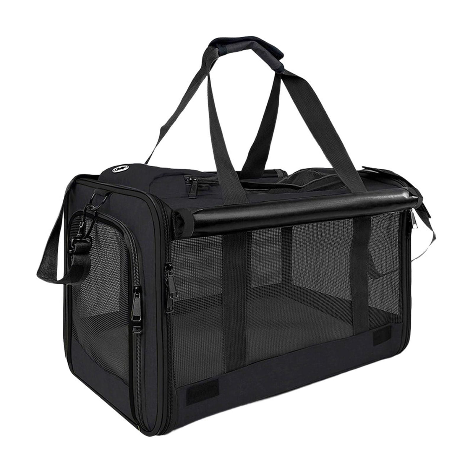 Black 2 In 1 Pet Carrier Bag Handheld And Crossbody Foldable ...