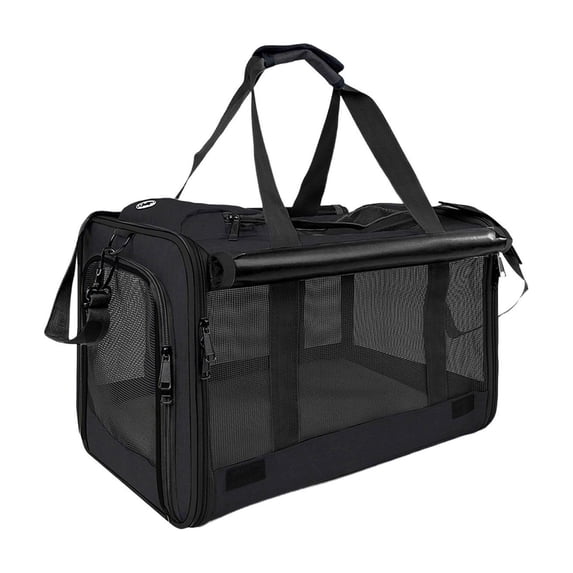 Black 2 In 1 Pet Carrier Bag Handheld And Crossbody Foldable ...
