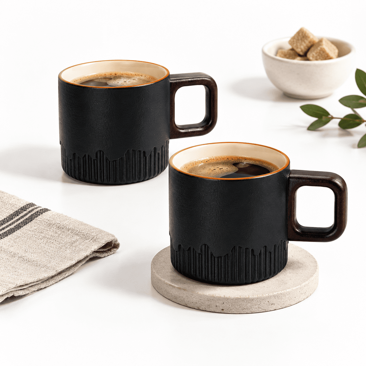 Black 2 Oz Ceramic Espresso Cups Set of 2 for Tea and Coffee - Walmart.com