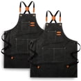 Black 2 Pack Canvas Cross Chef Apron For Cooking Kitchen BBQ Artist ...