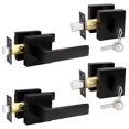 Black 2 Pack Flat Black Passage Door Lever Single Cylinder Deadbolt ...