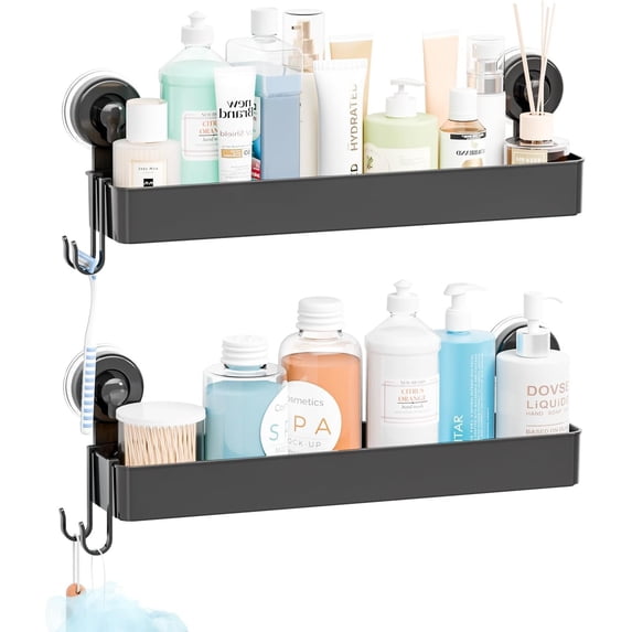Black 2 Pack Shower Suction Cup,No Rust Bathroom Organizers and Storage ...