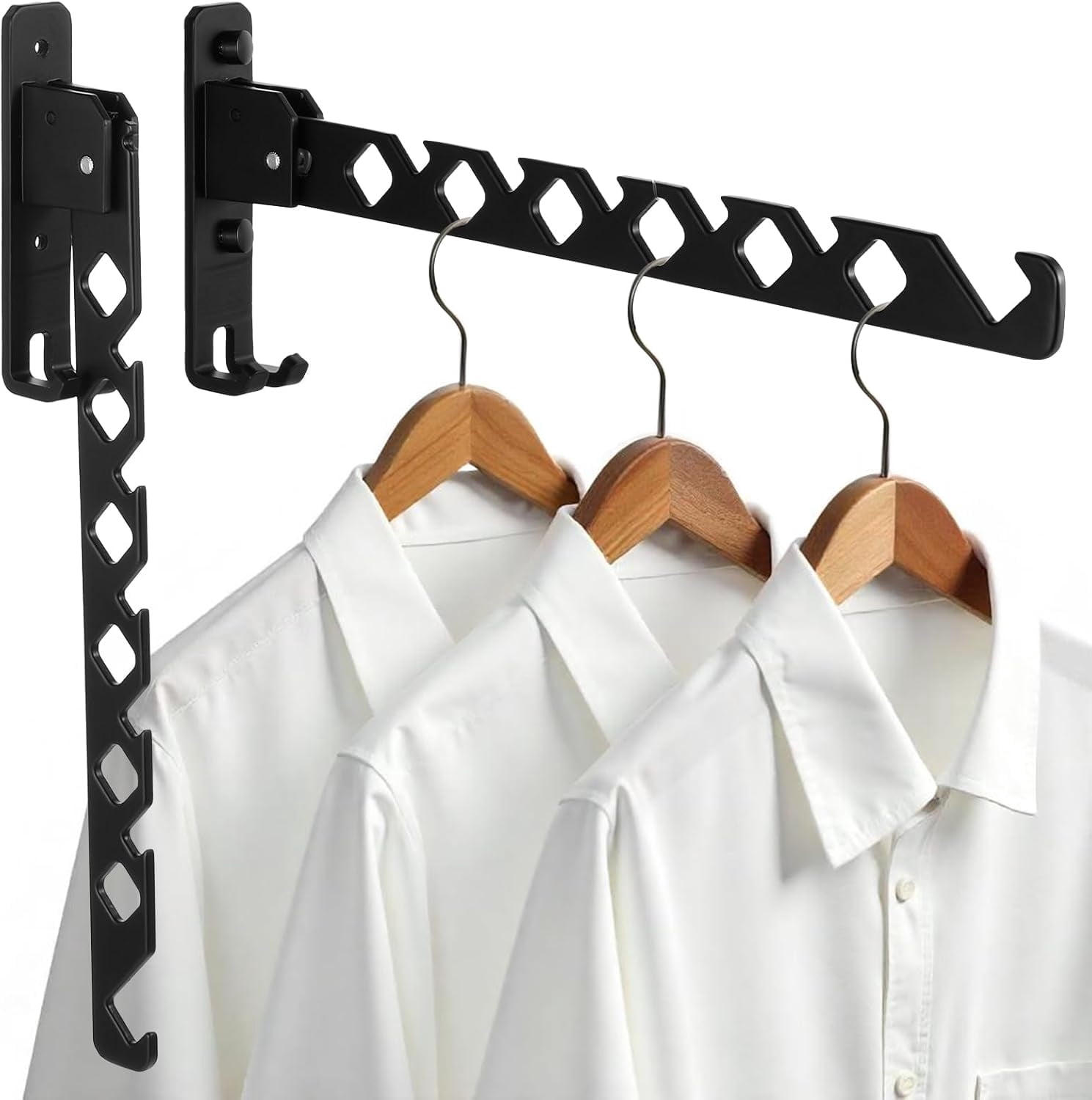 Black 2 Pack Wall Mount Coat Hanger Holder Black Clothes Drying ...