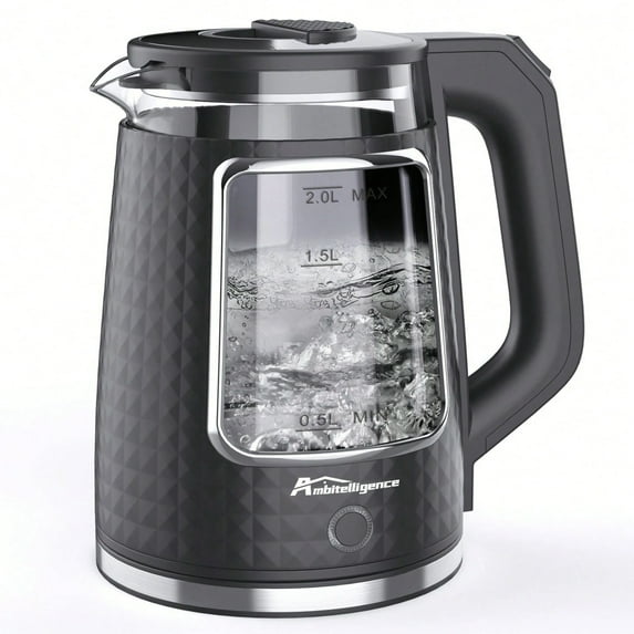 Black, 2-liter electric kettle, stainless steel base, automatic power ...