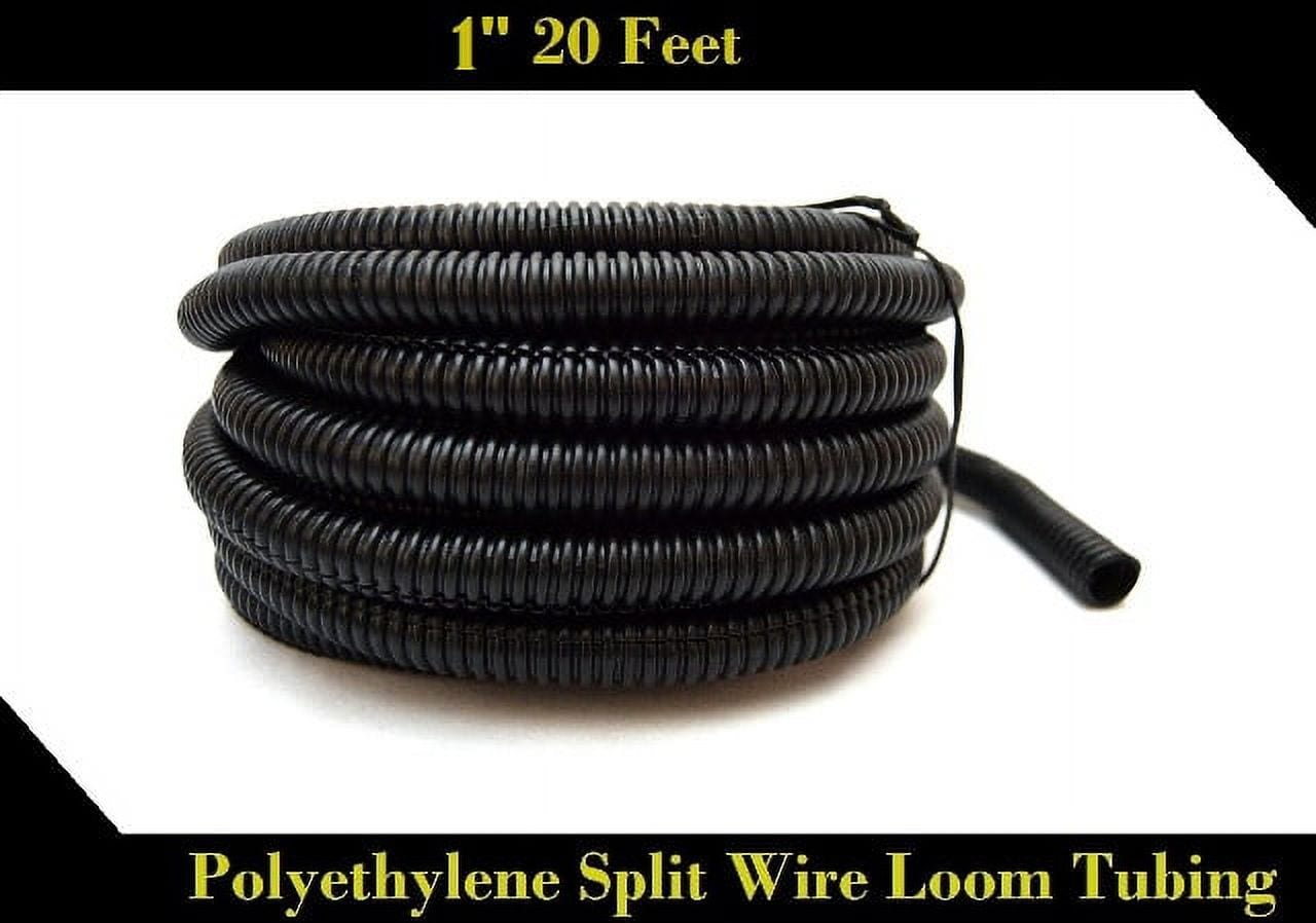 Black Cable Protector Electrical 20' Feet 1" Split Loom Tubing Wire ...