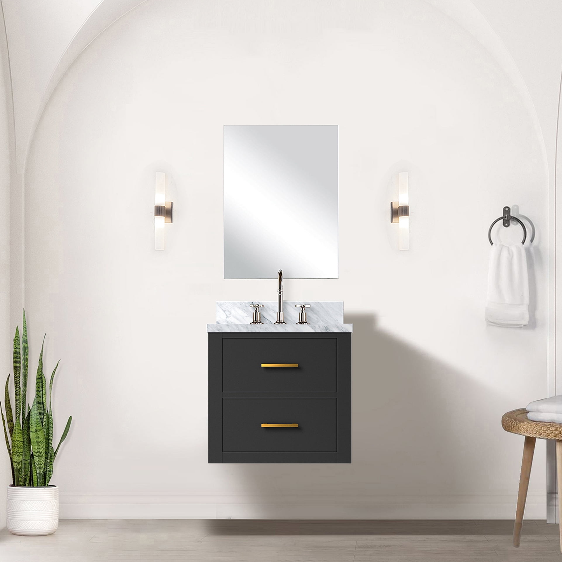Black 20" X 18" Single Bath Vanity With Under Sink Storage Niche, Soft ...