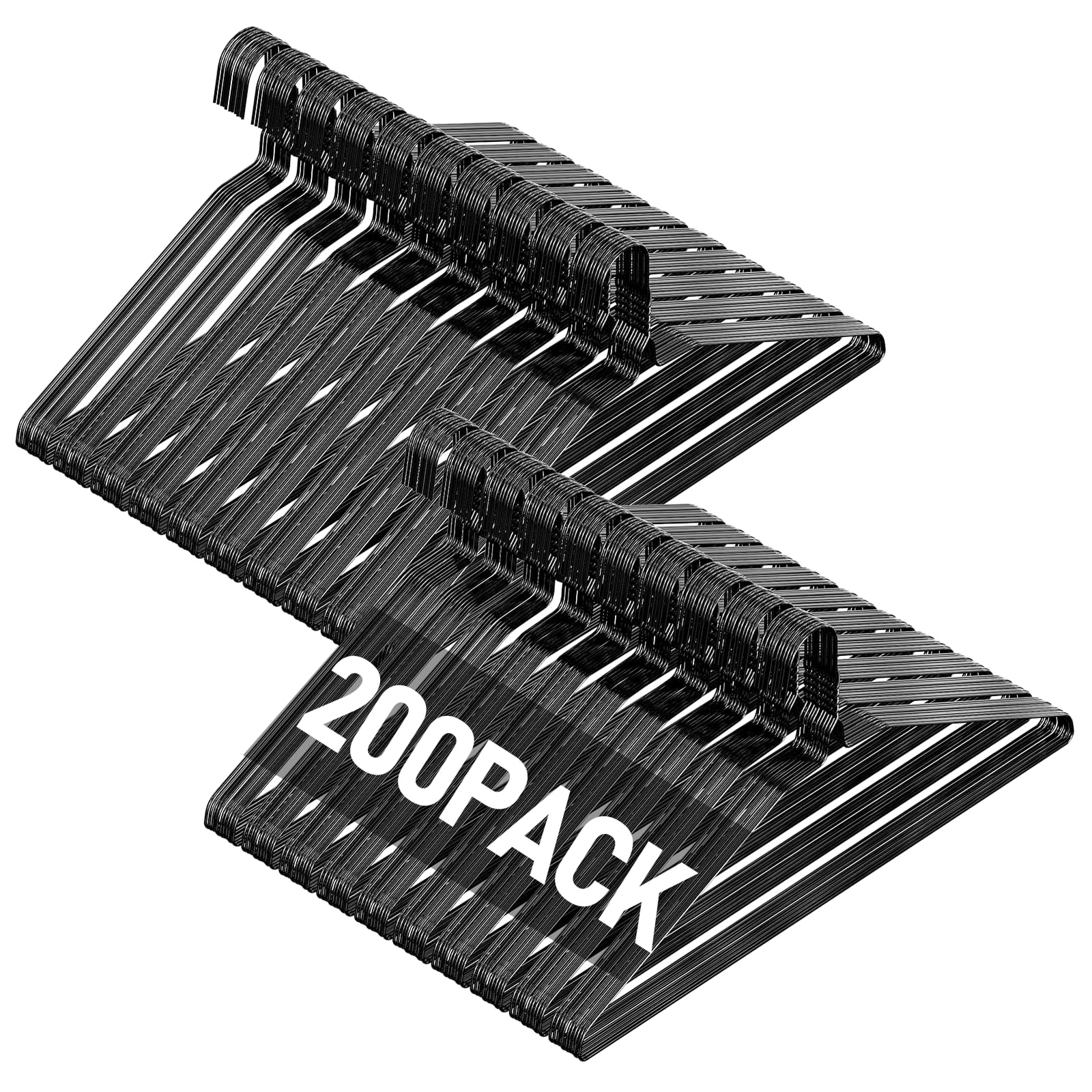 Black 200 Pack Metal Wire Clothes Hangers For Suits Coats Shirts Pants ...