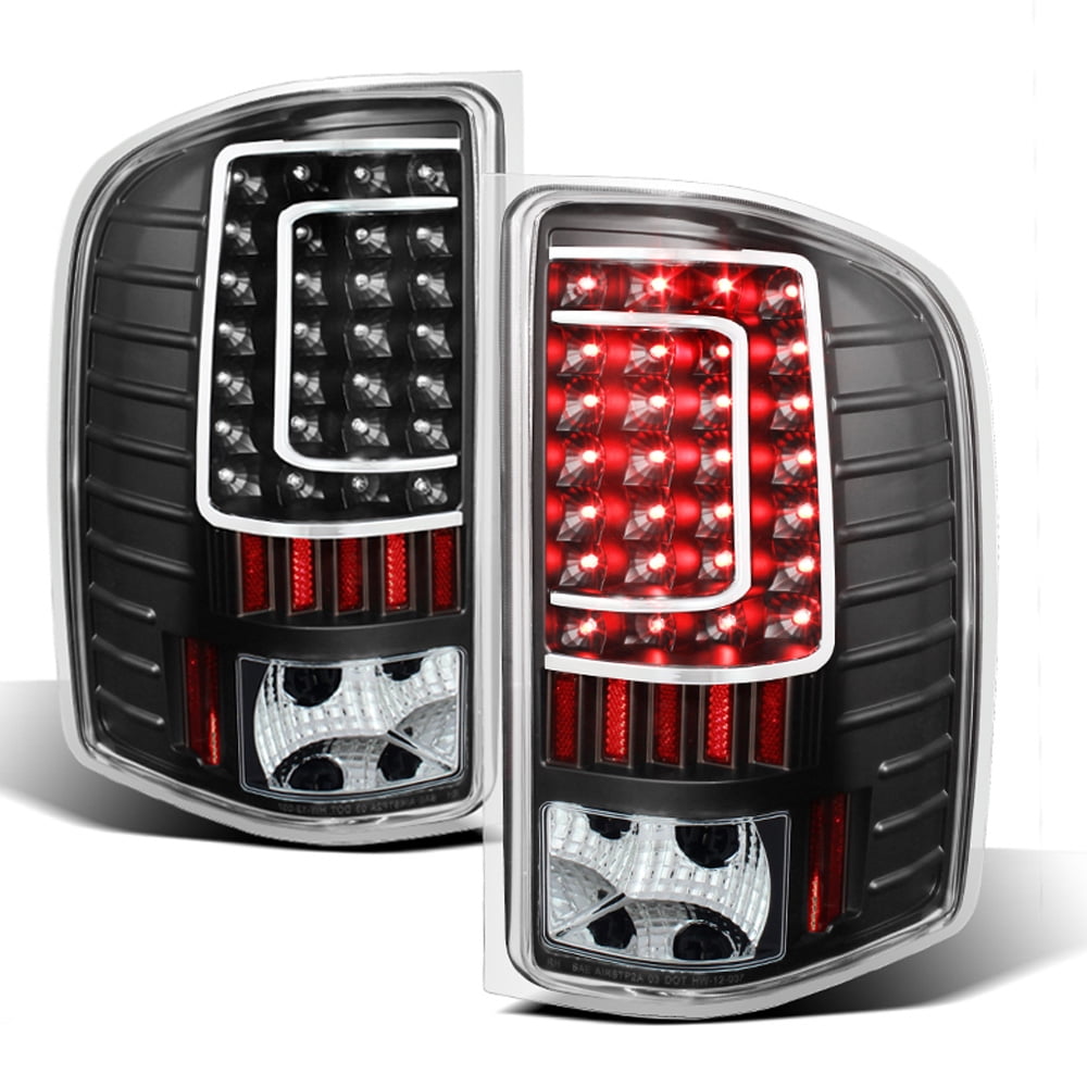 Black 2007-2013 Chevy Silverado 1500 "C Shape" LED Tail Lights Lamps ...