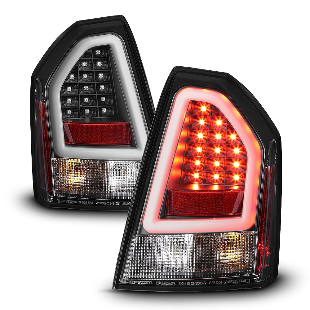 Black 2008-2010 Chrysler 300C SRT Lumiled LED Pyro Tube Tail Lights ...